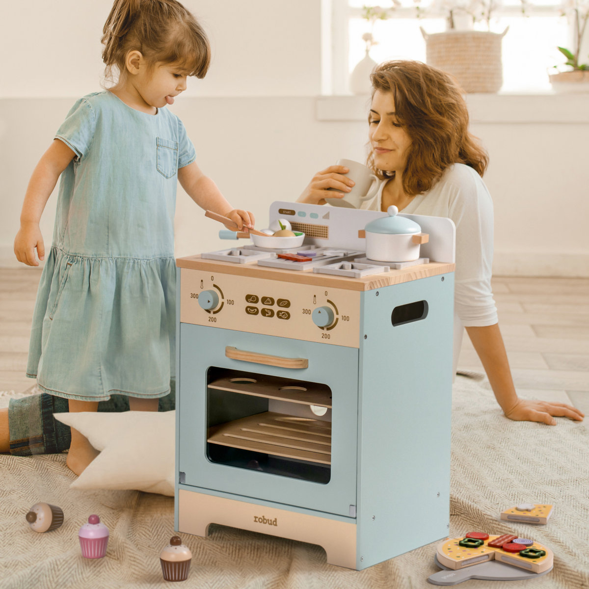 ROBUD Wooden Kitchen Playset, Wooden Oven Playset, Toddler Kitchen Set & Reviews | Wayfair